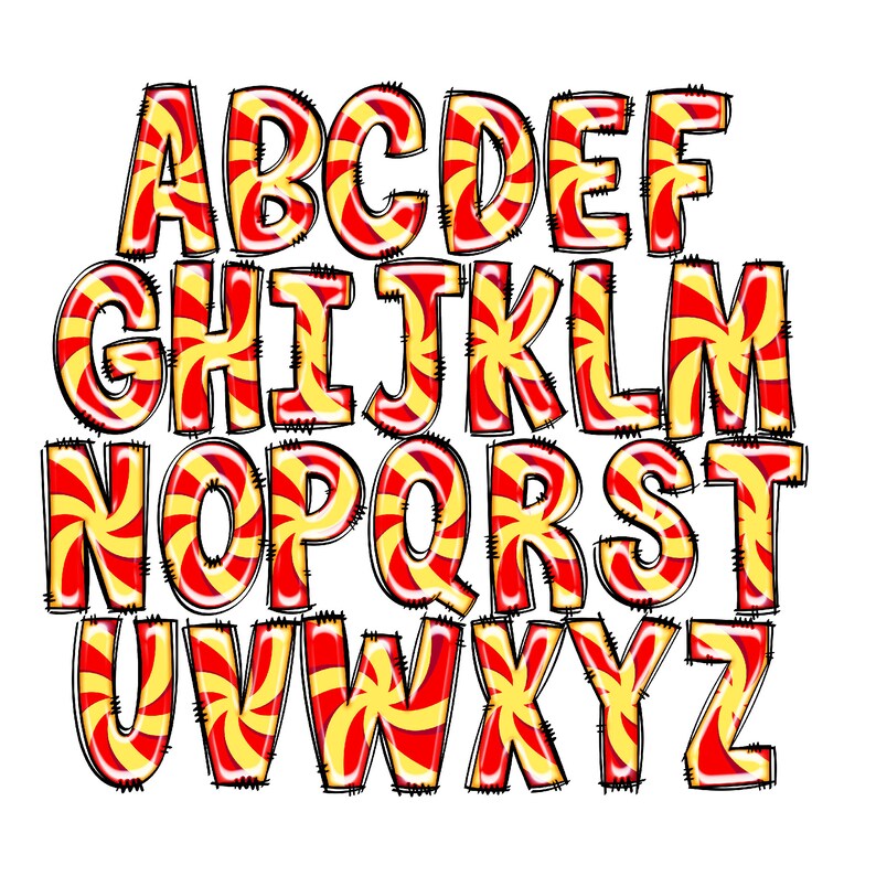Candy Swirl Alphabet PNG, Peppermint Candy Style, Yellow Red Swirls ...