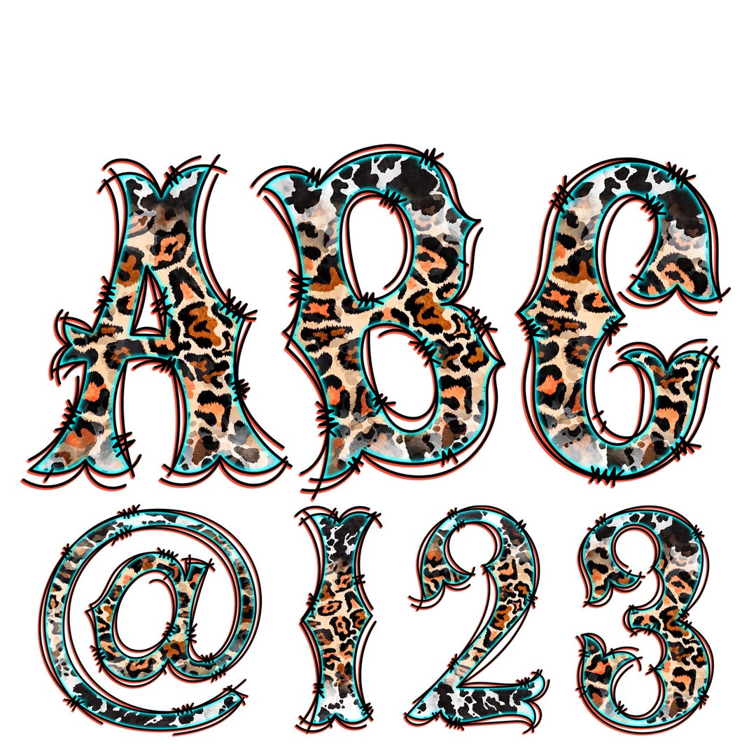 Digital Download | Western Doodle Letters Farm Rustic Cow Leopard ...