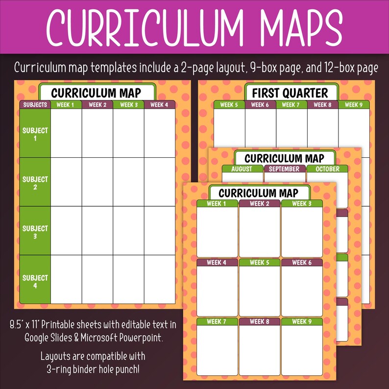 Lesson Plan Sheets & Curriculum Maps (editable) | Stripes, Polka Dots ...
