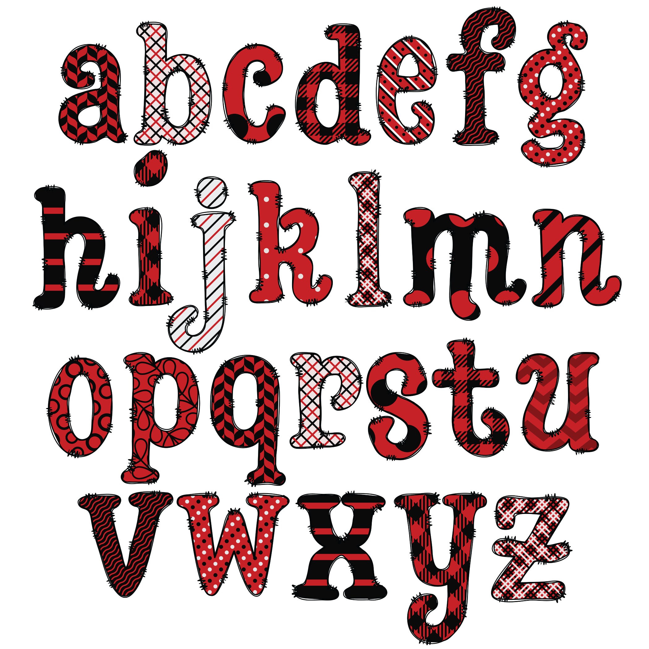 Digital Download | Doodle Red White Black 1B Pattern Fill | PNG Clipart ...