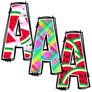 Summer Doodle VS3 Pattern Alphabet, Multi Bundle, Watermelon Fruit ...