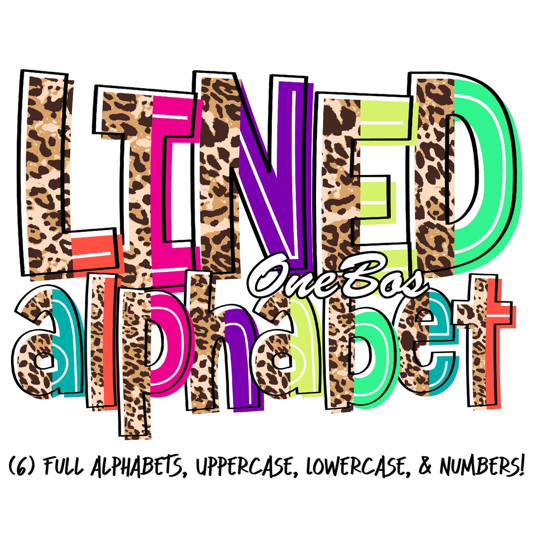 Leopard Split Alphabet PNG, Purple Pink Green Letter Bundle, Inline ...