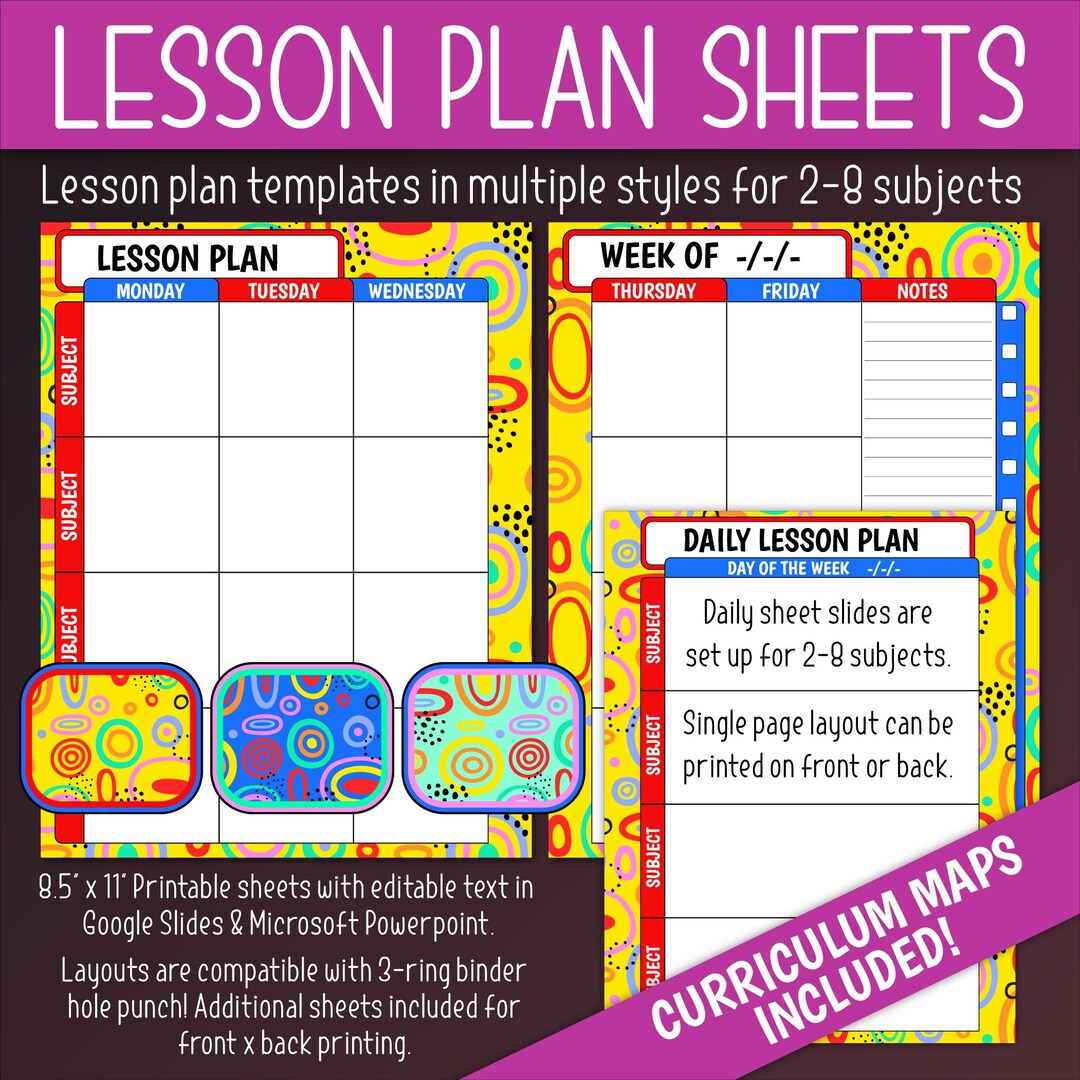 Lesson Plan Sheets & Curriculum Maps (editable) | Teacher Planner ...