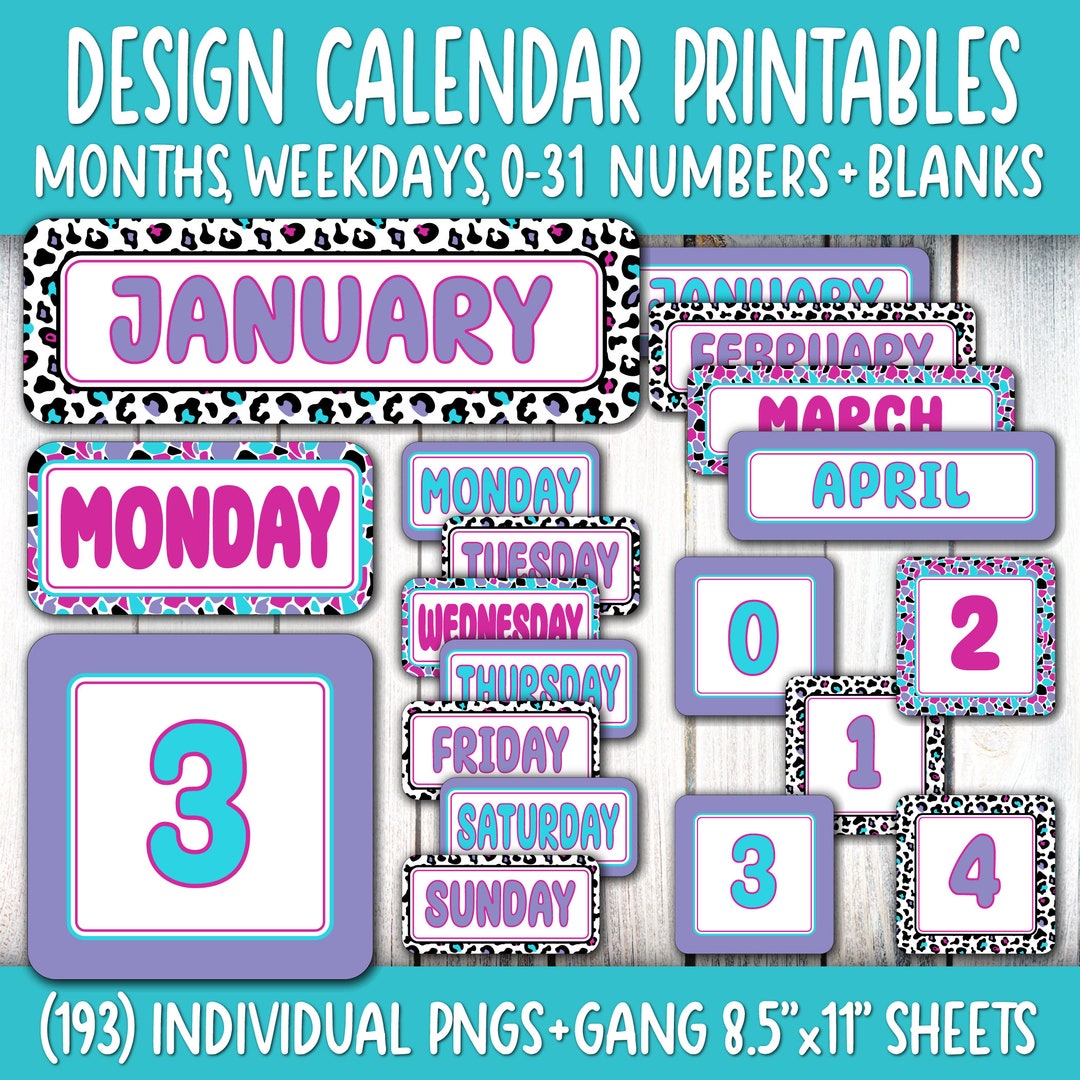 Wall Calendar - Standard | Purple and Teal Leopard Print and Abstract ...