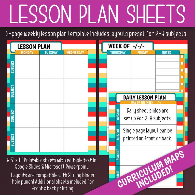 Lesson Plan Sheets & Curriculum Maps (editable) | Polkadot, Mini Dot ...
