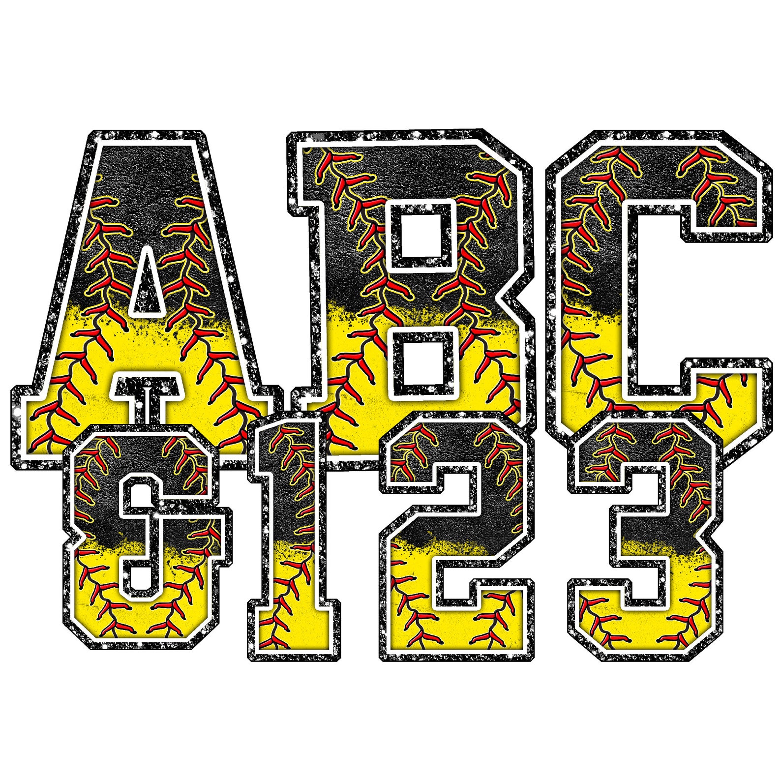 Softball Letters PNG Leopard & Ball Stitch Black Leather | Etsy