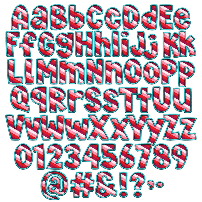 Valentines Faux Embroidery PNG Alphabet Bundle, Red Pink Teal Alphabets ...