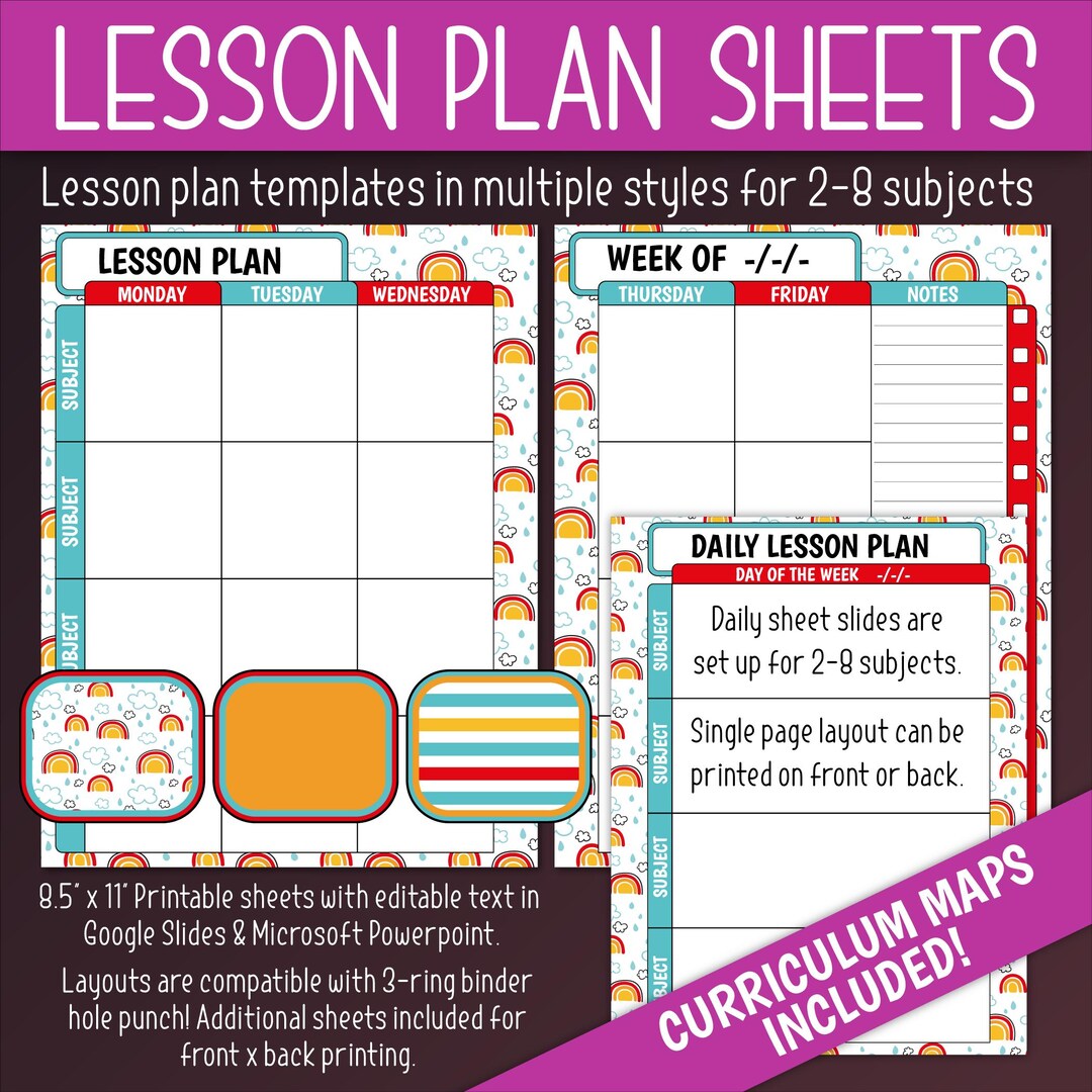Lesson Plan Sheets & Curriculum Maps (editable) | Teacher Planner ...