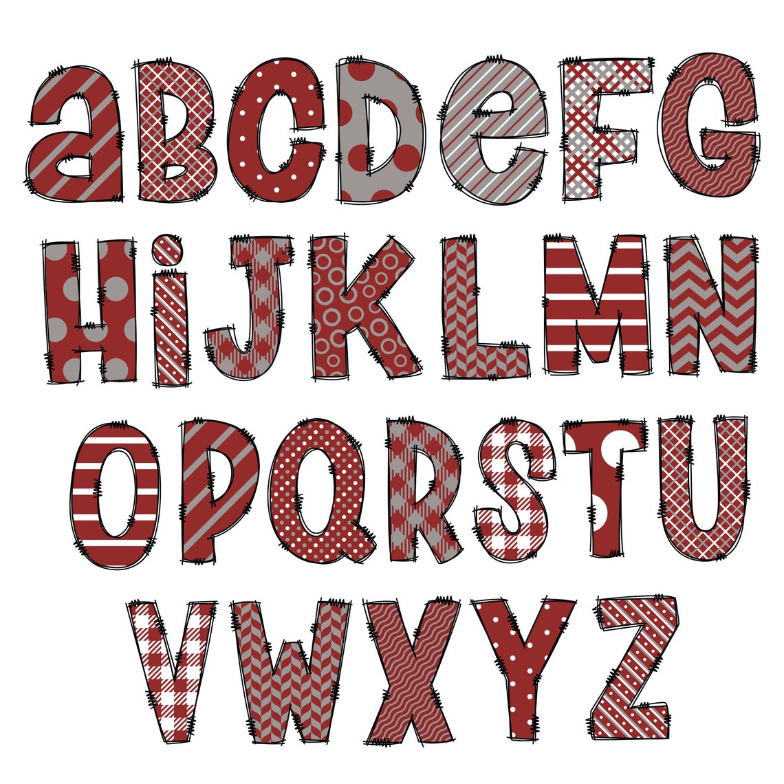 Digital Download | Doodle Maroon Gray and White Pattern Fill | PNG ...