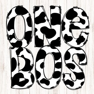 Cow Print Doodle Alphabet PNG, Black & White Pattern Fill Letters for ...