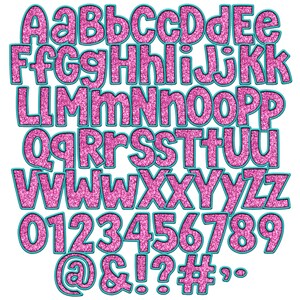 Spring Faux Embroidery PNG Alphabet Bundle, Pink Teal Alphabets With ...