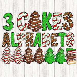 Tree Cake Alphabet PNG Bundle, Set of 3, White Brown Green Doodle ...