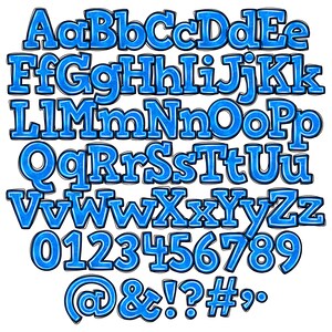 Sapphire Blue Doodle Alphabet PNG, Digital Download, Casual Hand Drawn ...