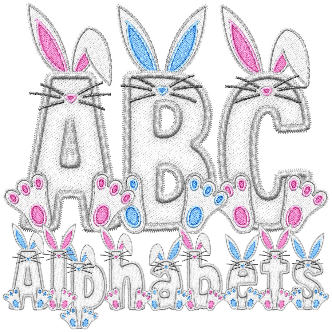Bunny Rabbit Letters Alphabet, Faux Embroidery Stitch Alpha, Classic ...