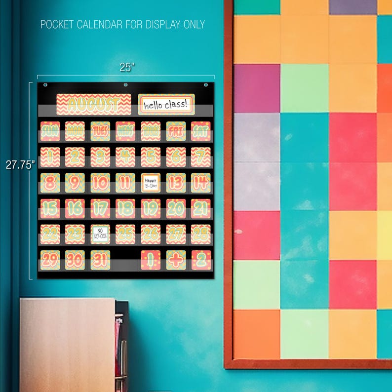 Wall Calendar - Pocket Chart for Teachers | Geometric, Circles, Chevron ...