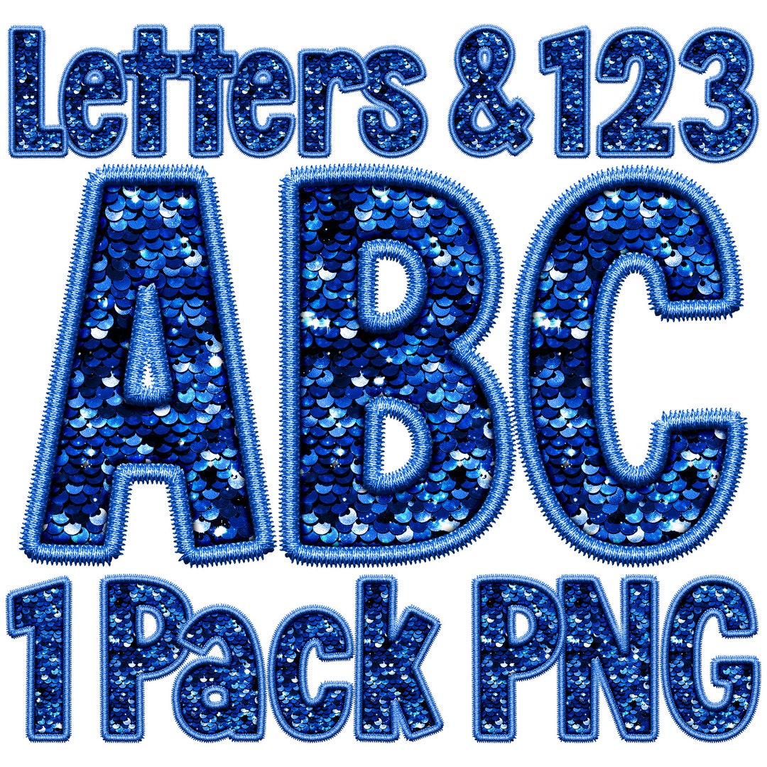 Dark Royal Blue Sequin Alphabet, Faux Sequin Fill Letters, Faux ...