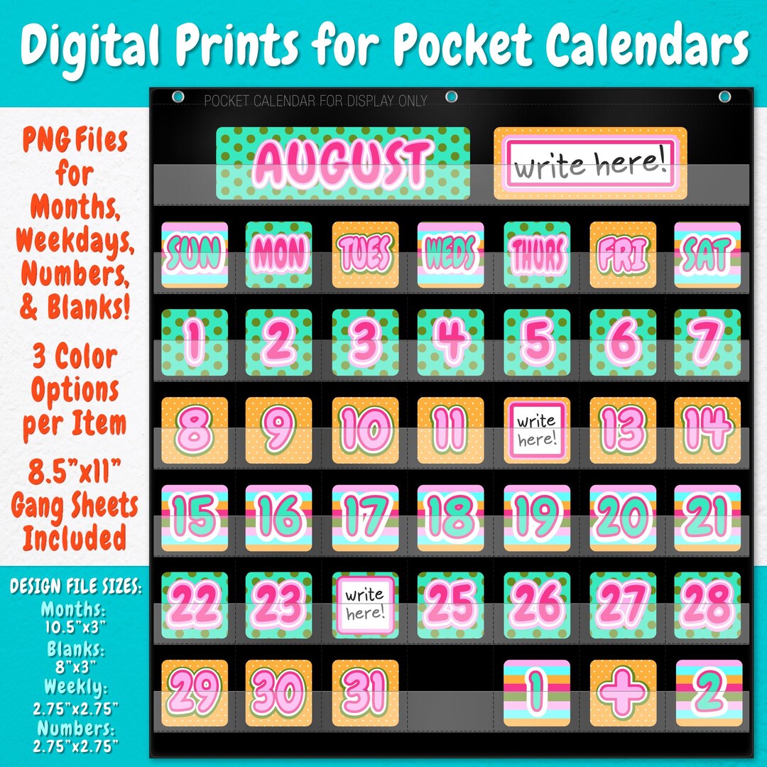 Wall Calendar - Pocket Chart for Teachers | Polkadots, Mini Dot ...