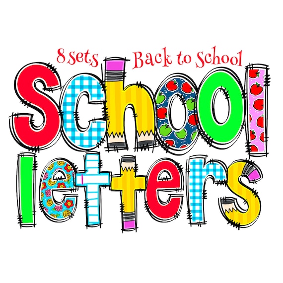 Back to School PNG Alphabet Bundle 8 Sets Floral Apple - Etsy