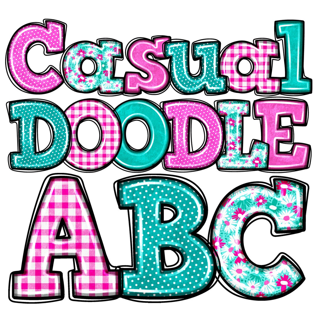 Easter Doodle Alphabet PNG, Digital Download, Casual Hand Drawn Letters ...