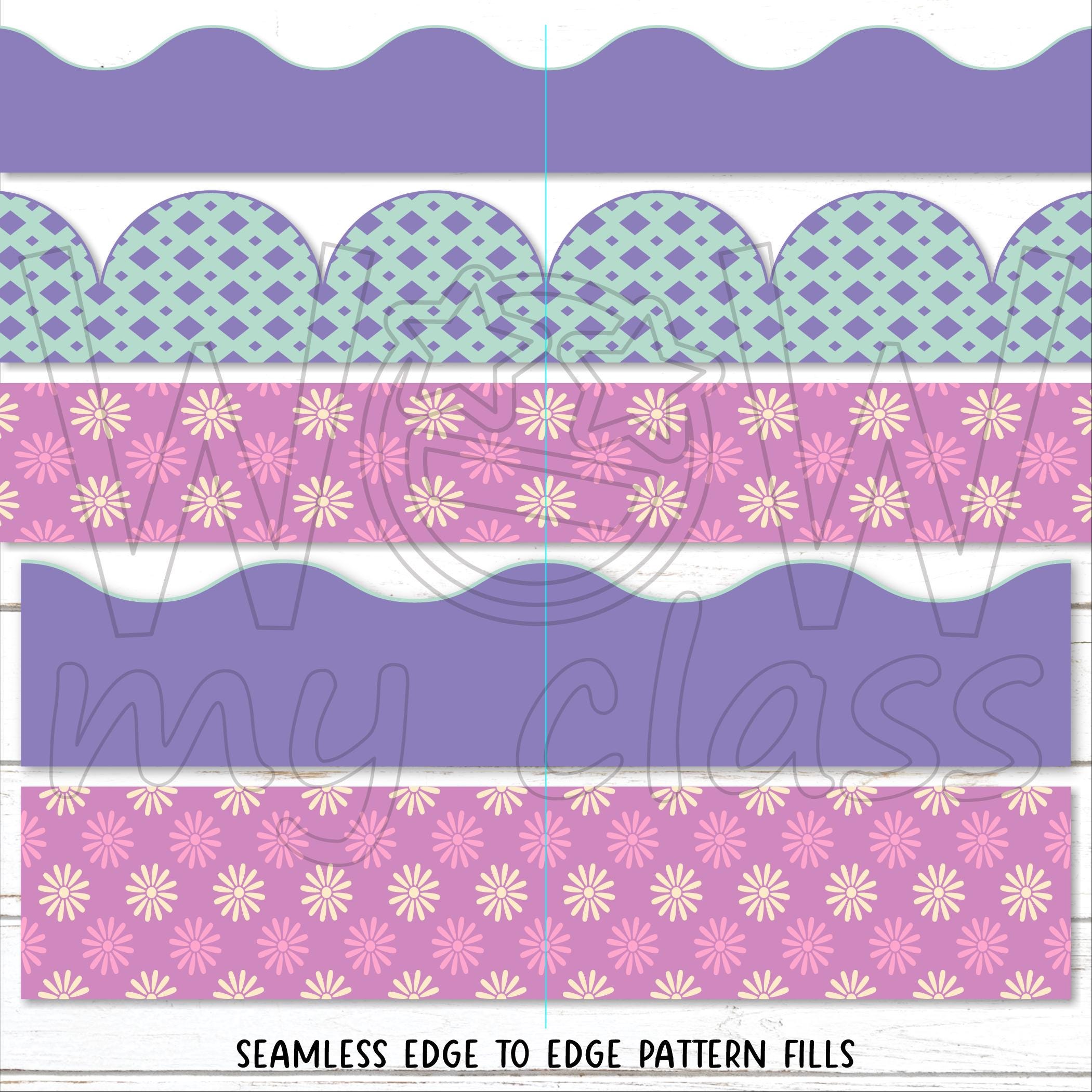 Borders for Bulletin Boards | Print & Cut, Seamless | Floral, Diamond ...
