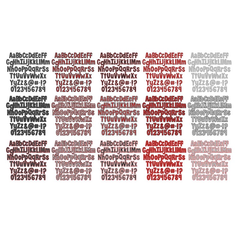 Faux Embroidery Alphabet Bundle, 15 Stitch Styles, Sequin Alphabet PNG ...