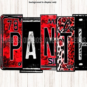 Watercolor License Plate Panthers PNG, Red, Leopard, Grunge, Grey ...