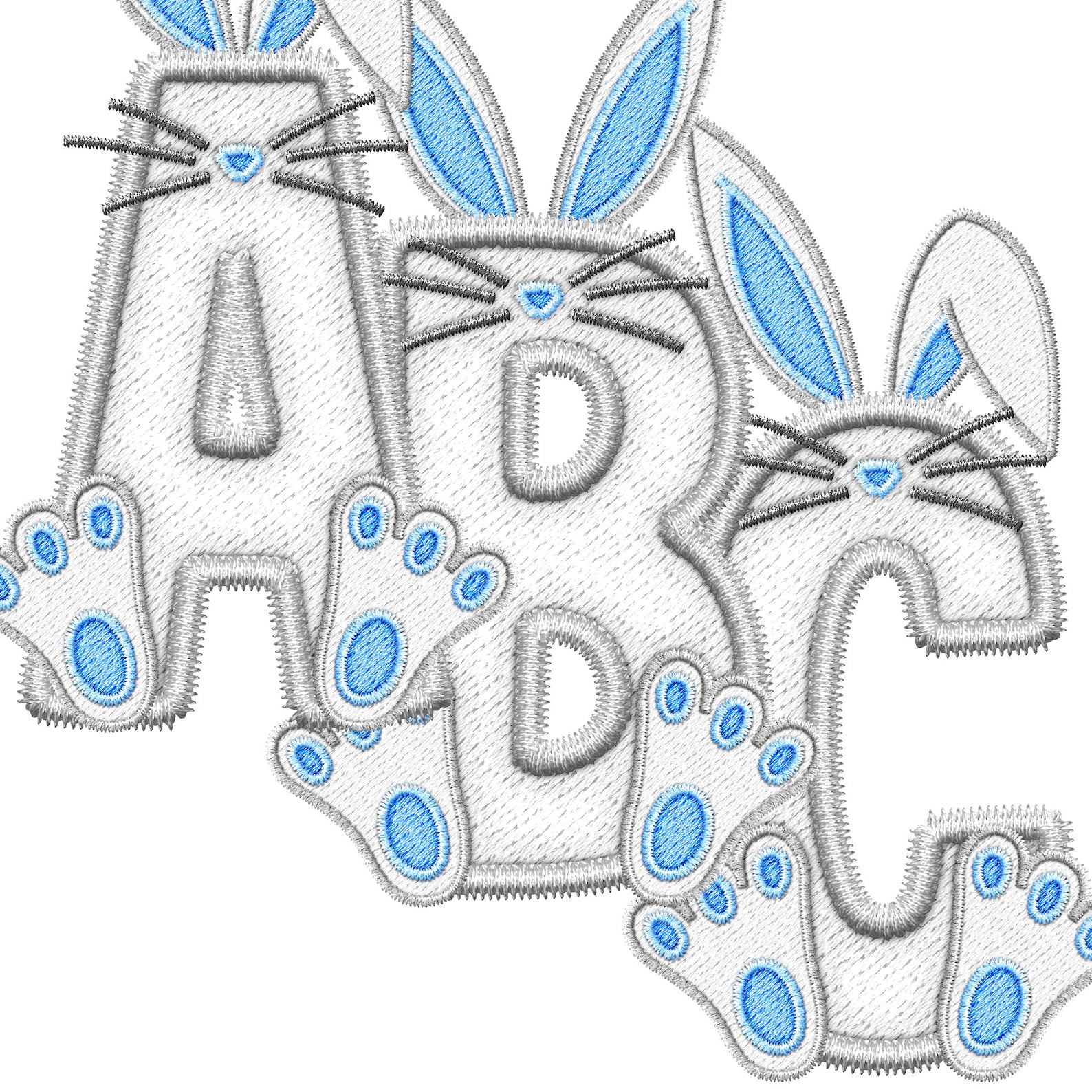 Bunny Rabbit Letters Alphabet, Faux Embroidery Stitch Alpha, Classic ...