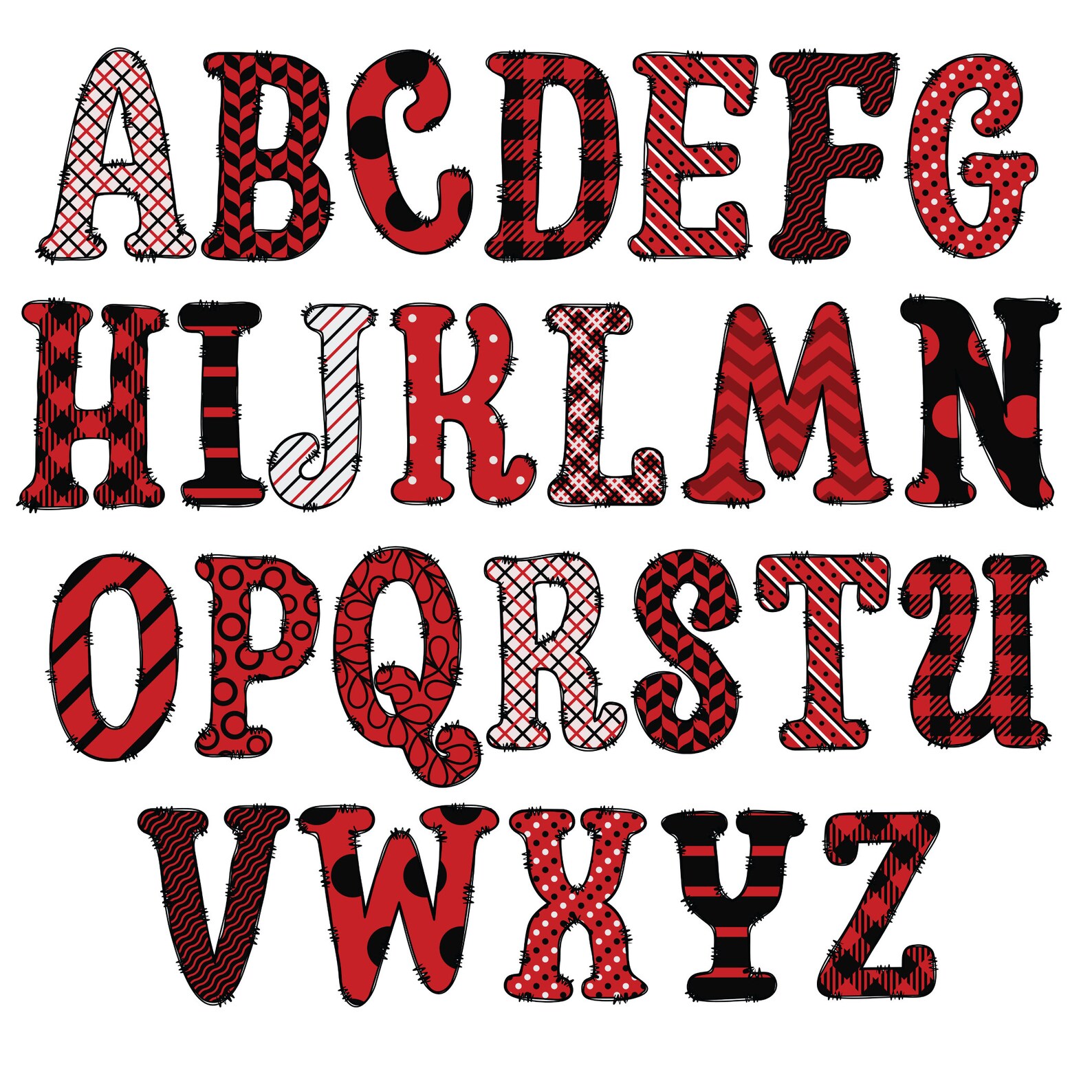 Digital Download | Doodle Red White Black 1B Pattern Fill | PNG Clipart ...