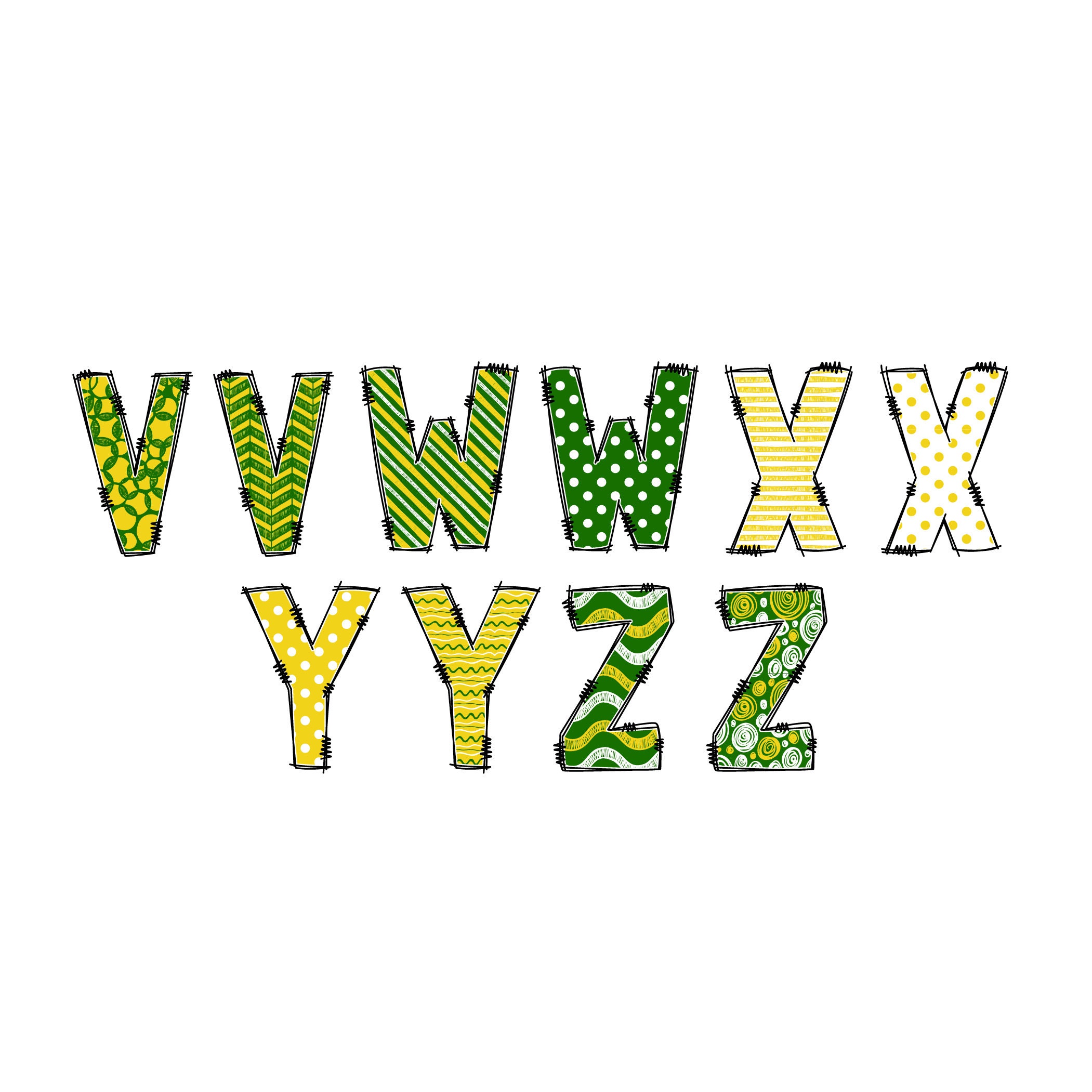 Mix N Match Alphabet, 2 Full Sets, Gold & Green, Doodle Letters ...