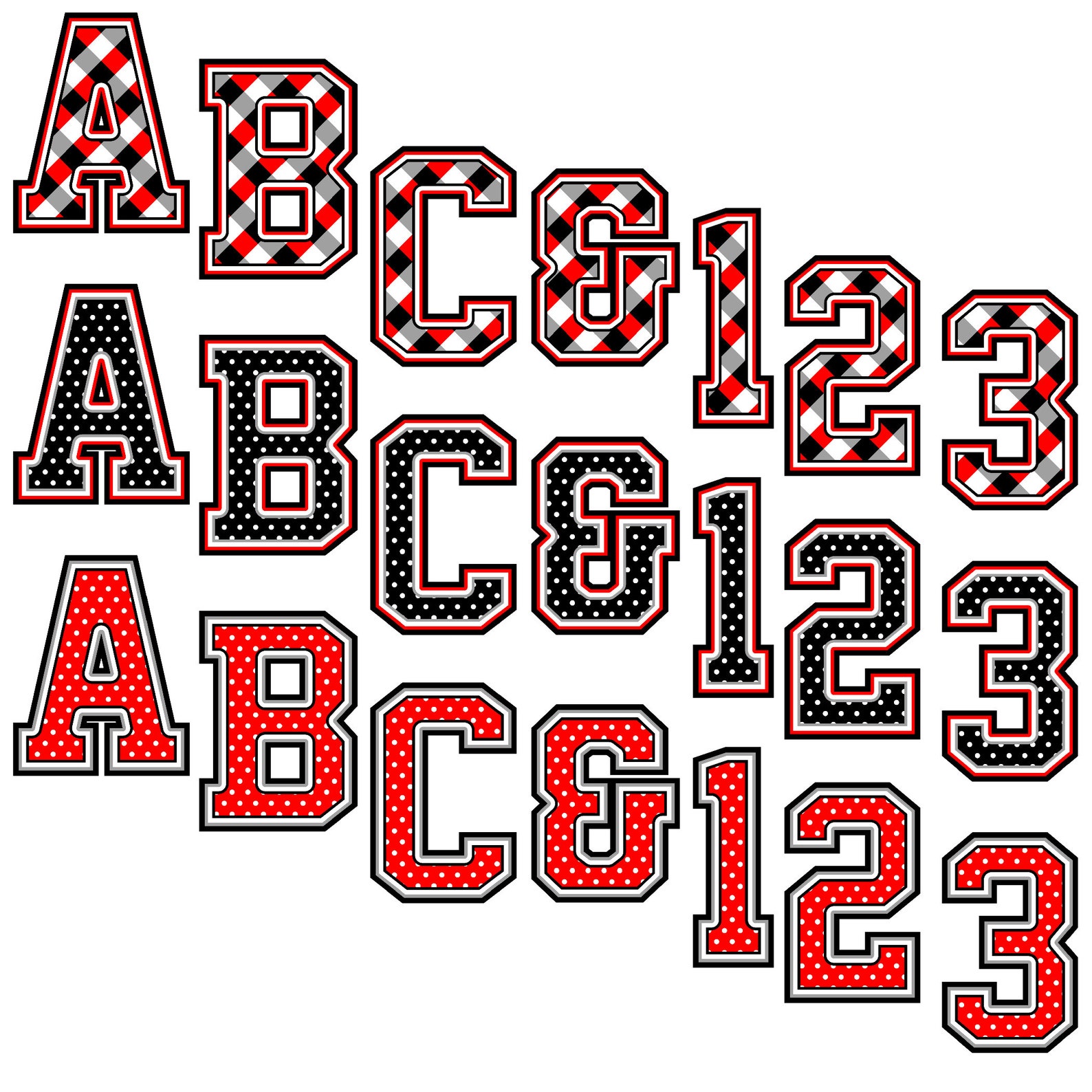Preppy Alphabet PNG Bundle 9 Sets of Letters Numbers - Etsy