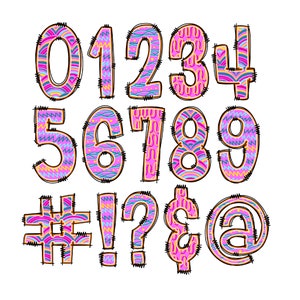 Spring Doodle Alpha Packs, Set of 4 PNG Fill Doodle Alphabets, Vibrant ...