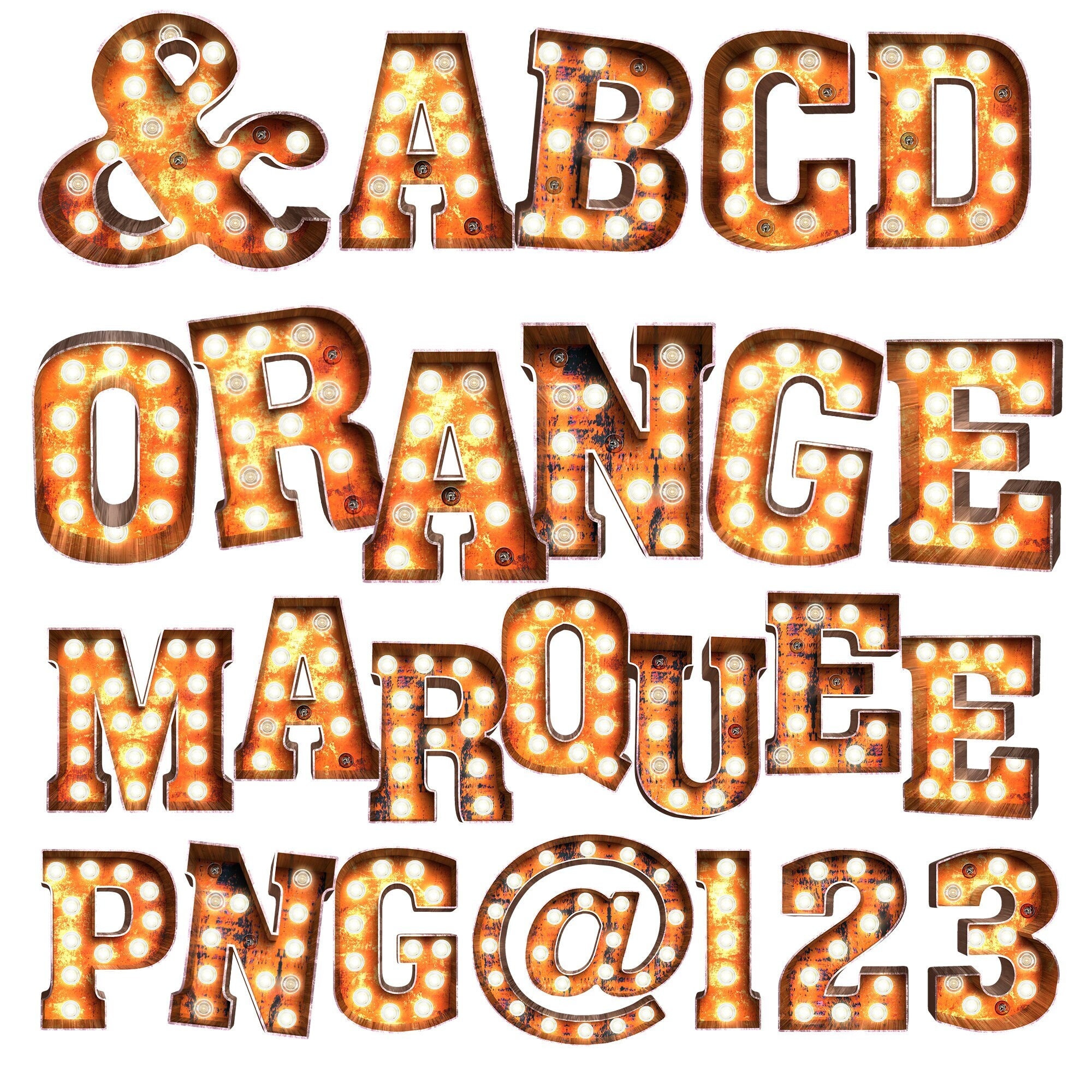 Digital Download Orange Marquee Letters & Numbers PNG - Etsy
