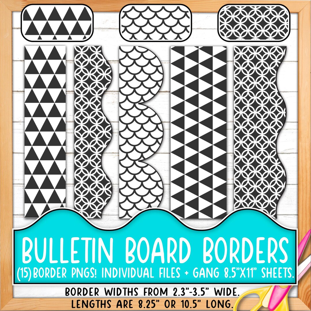 Borders for Bulletin Boards | Print & Cut, Seamless | Black, White, Ink ...