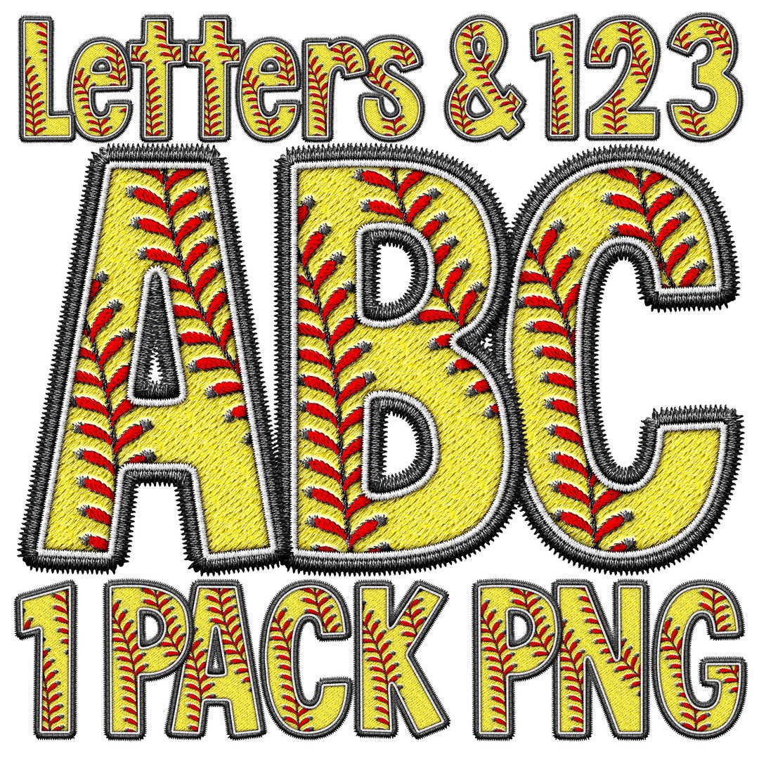 PNG Softball Alphabet, Faux Embroidery Stitch Alpha, Sports Letters ...