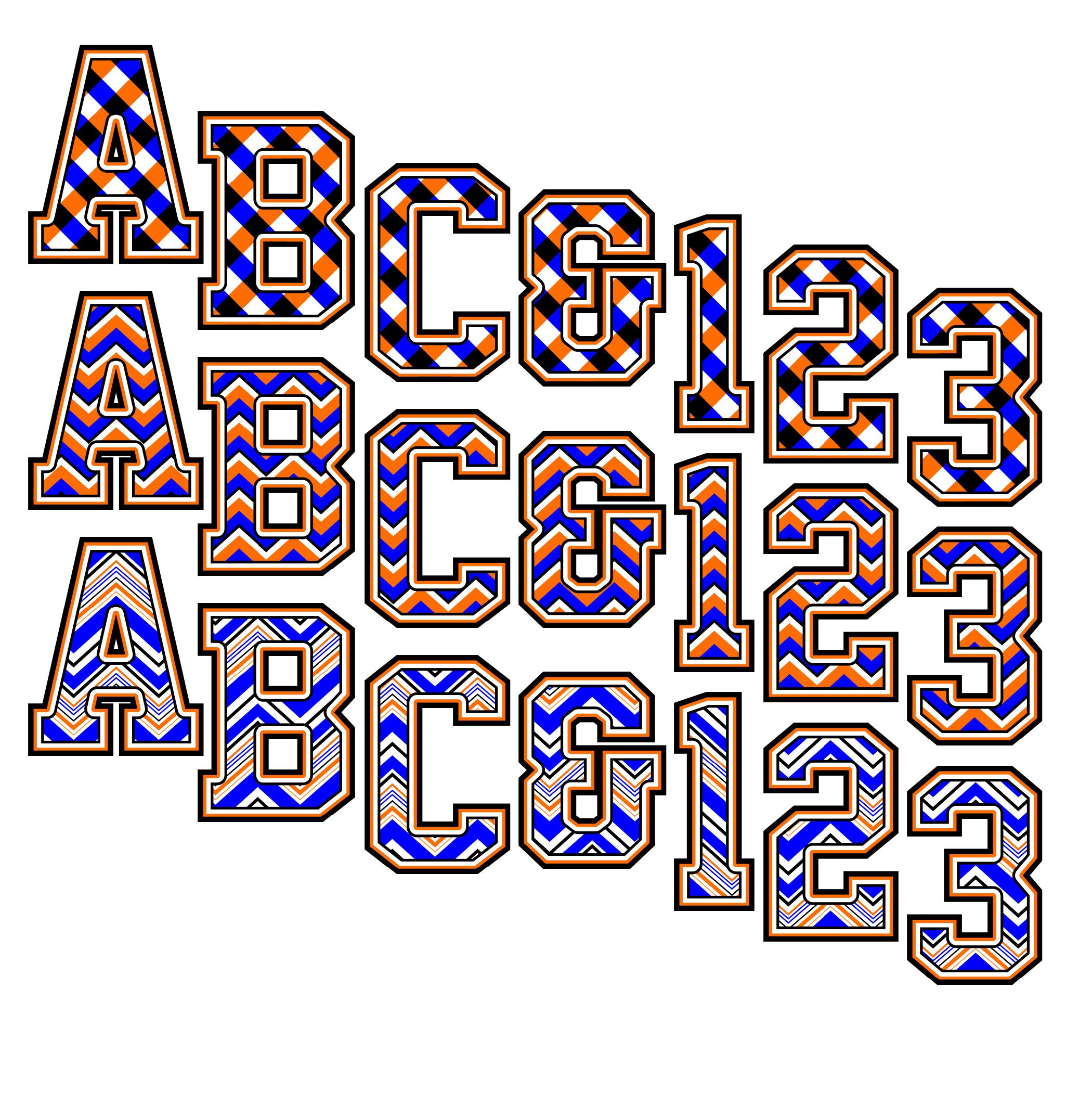 Preppy Alphabet PNG Bundle 9 Sets of Letters Numbers - Etsy