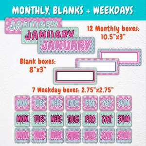 Wall Calendar Pocket Chart for Teachers Flowers, Diamonds, Checkered ...