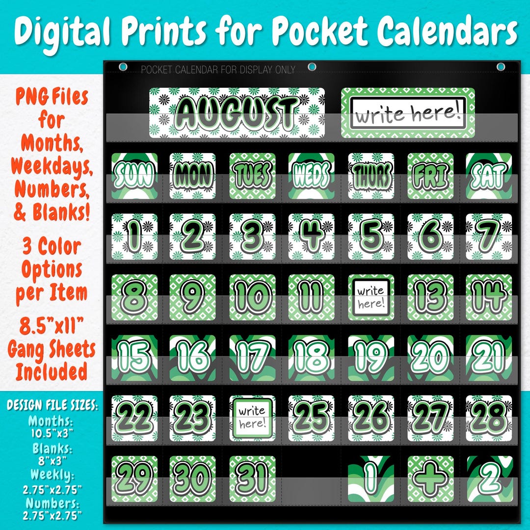 Wall Calendar - Pocket Chart for Teachers | Flowers, Diamonds ...