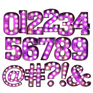 Digital Download | Purple Rustic Marquee Letters & Numbers | PNG Image ...