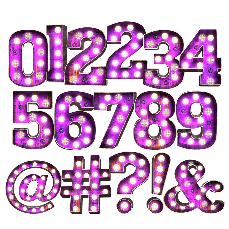 Digital Download Purple Rustic Marquee Letters & Numbers - Etsy