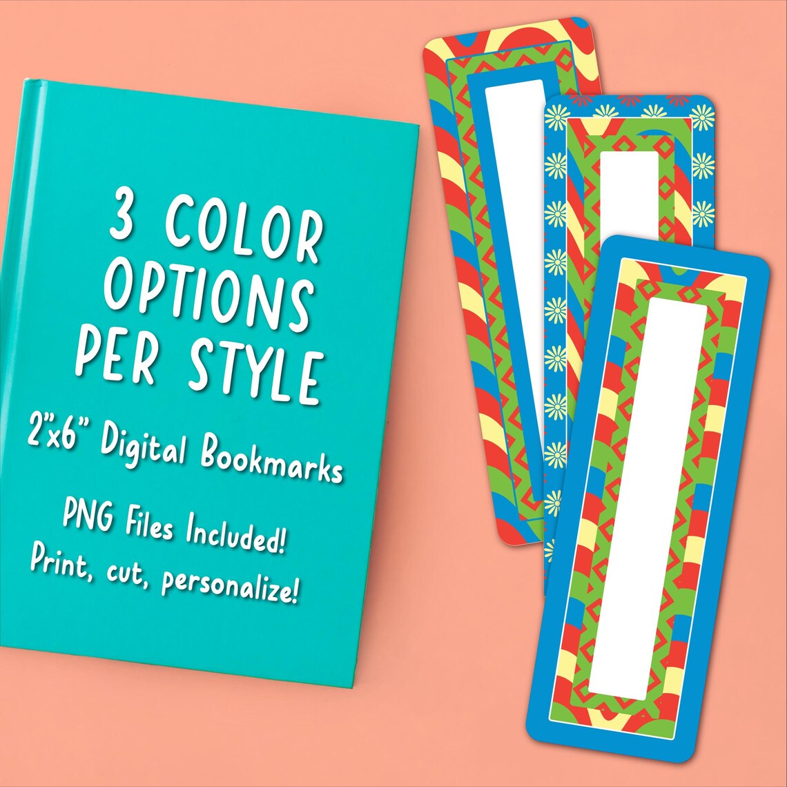 Digital Bookmarks (printable), Clipart Bundle Set of 12 | Lined & Blank ...