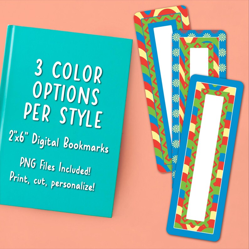 Digital Bookmarks (printable), Clipart Bundle Set of 12 | Lined & Blank ...