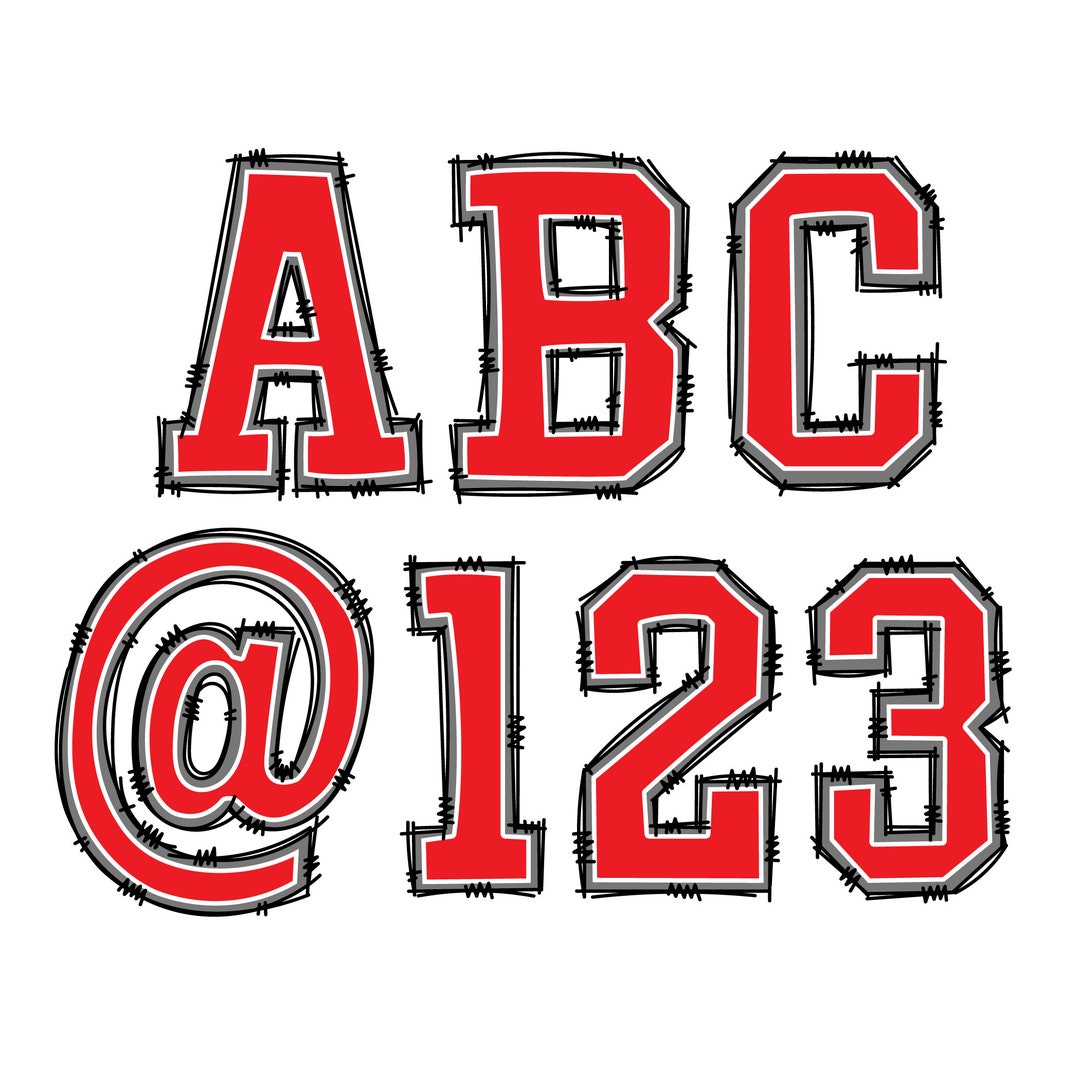 Digital Doodle | Athletic Varsity Sports College School Red Letters ...