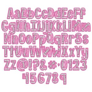Pink Football Alphabet, Faux Embroidery Stitch Alpha, American Football ...