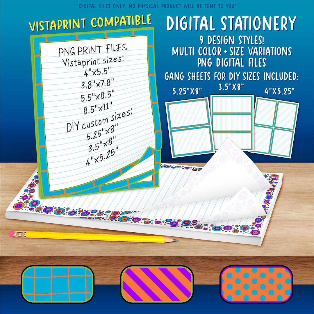 Stationery Pack | Printable & Vistaprint Compatible | Hand Drawn Grid ...