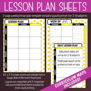 Lesson Plan Sheets & Curriculum Maps (editable) | Hand Drawn Grid ...