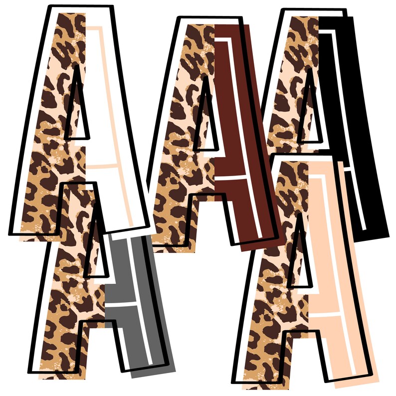 Leopard Split Alphabet PNG Neutrals Letter Bundle Inline - Etsy