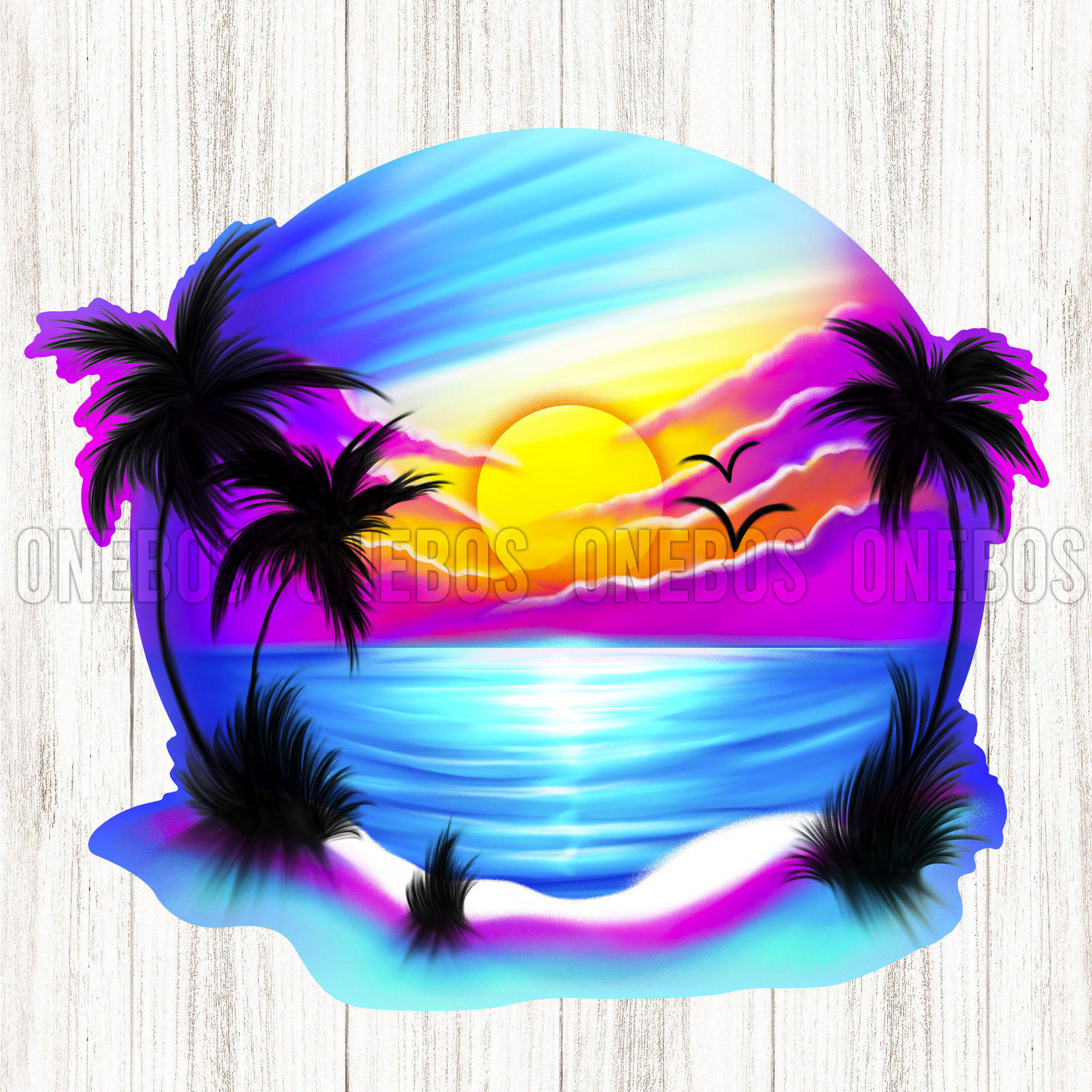 Airbrush Beach Scene PNG, Procreate Art, Beach Background, Digital ...