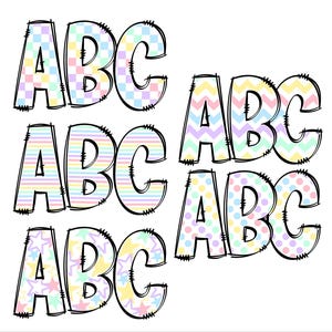 Pastel Doodle Alphabet Bundle, 24 PNG Full Alphabet Sets, Uppercase ...
