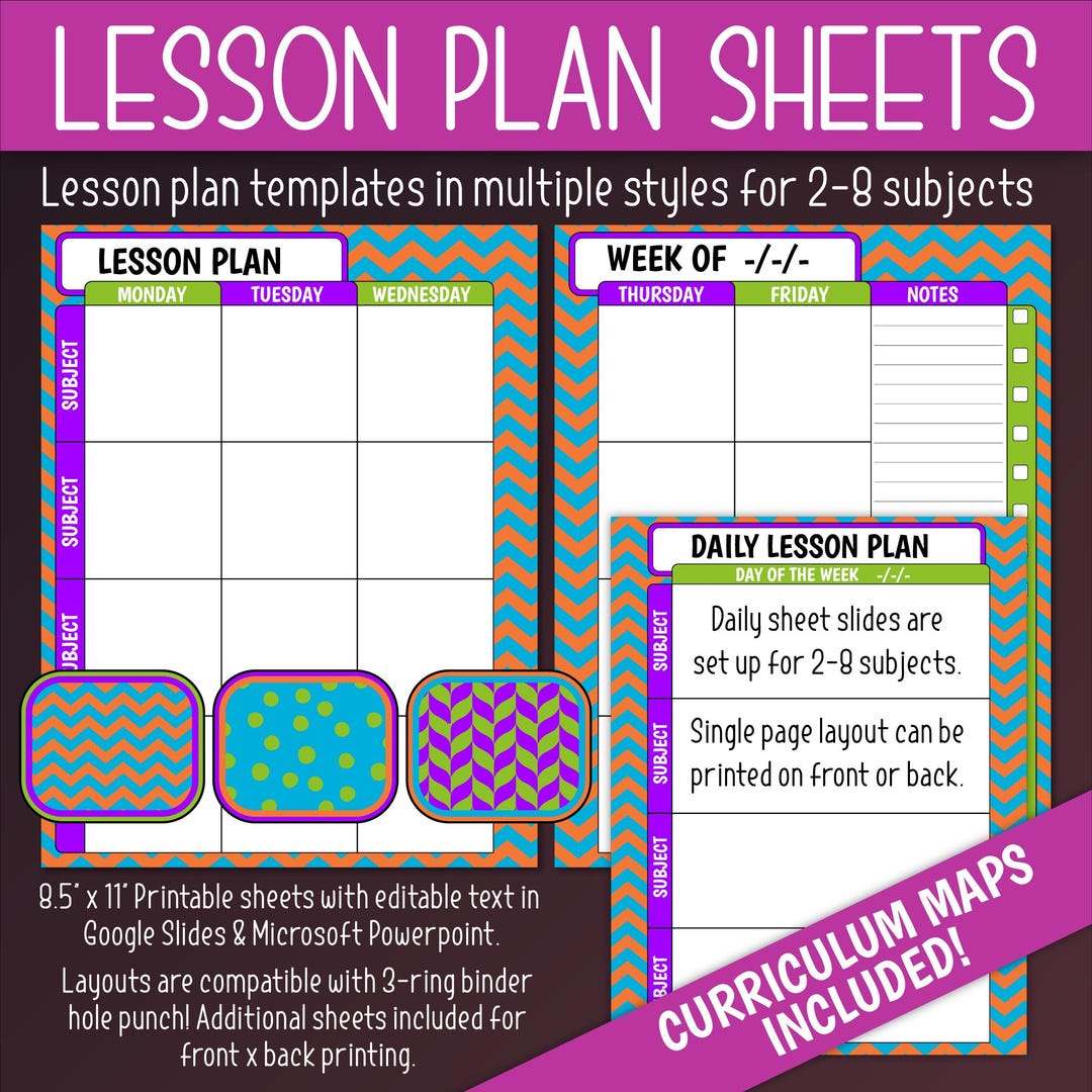 Lesson Plan Sheets & Curriculum Maps (editable) | Geometric, Circles ...
