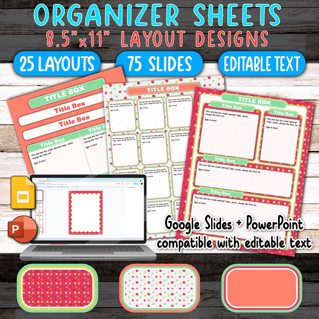 Organizer Sheet Templates Planner & Presentation Pages - Etsy